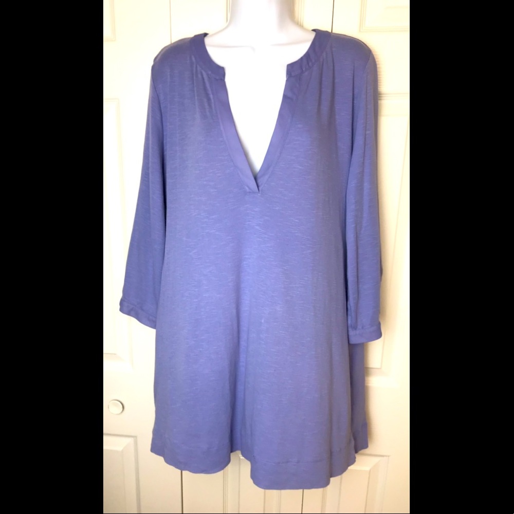 Soft Surroundings Purple Split Neck Tunic Top Shirt B… - Gem